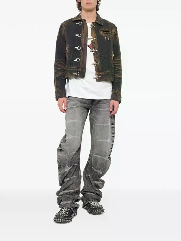 THUG CLUB Distressed Washed Denim Jacket