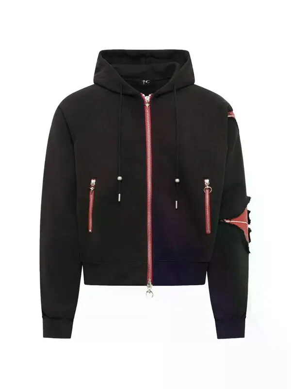 THUG CLUB Zip-up Hoodie With Embossed Logo