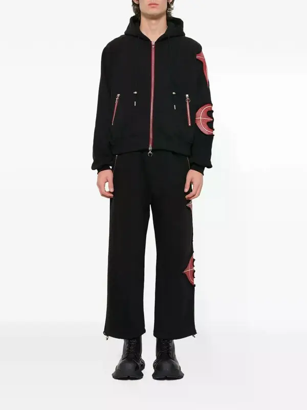THUG CLUB Zip-up Hoodie With Embossed Logo