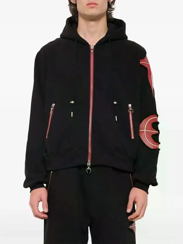 THUG CLUB Zip-up Hoodie With Embossed Logo