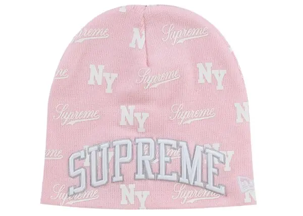 Supreme New Era Monogram Beanie - Pink