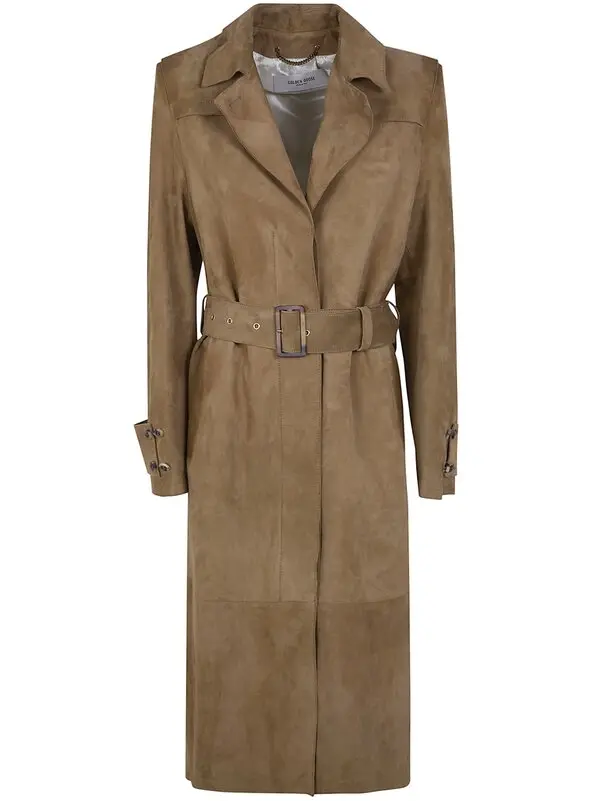 GOLDEN GOOSE Journey W`s Peggy" Suede Trench Coat - Brown