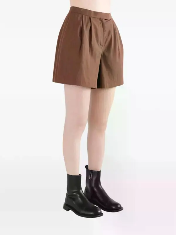 MARGARET HOWELL Pleated Silk Shorts - Brown