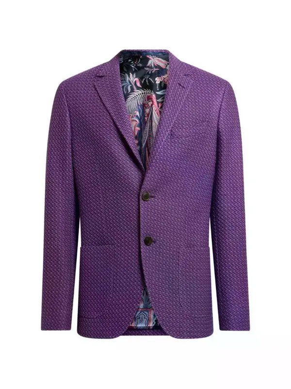 Etro Single-breasted Micro-pattern Cotton Blazer - Purple