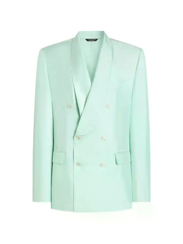 Dolce & Gabbana Sicilia Light Double-breasted Jacket In Silk Twill - Blue