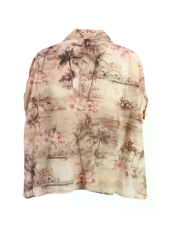 SHIRTAPORTER Beige Tropical Print Voile Jacket
