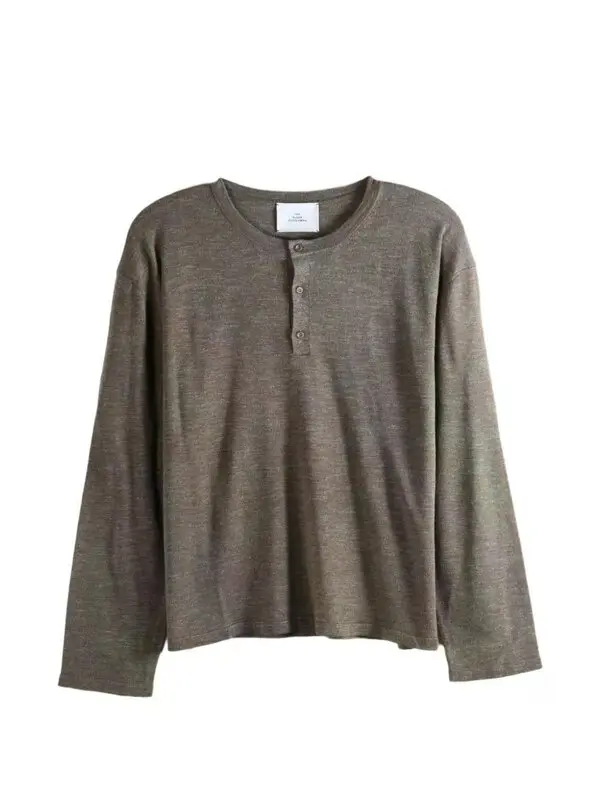 THE ELDER STATESMAN Lenny Button-placket Long-sleeve T-shirt - Brown