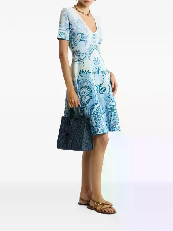 Etro Paisley-jacquard Midi Dress - Blue