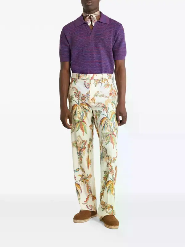 Etro Floral Print Wool Gabardine Trousers