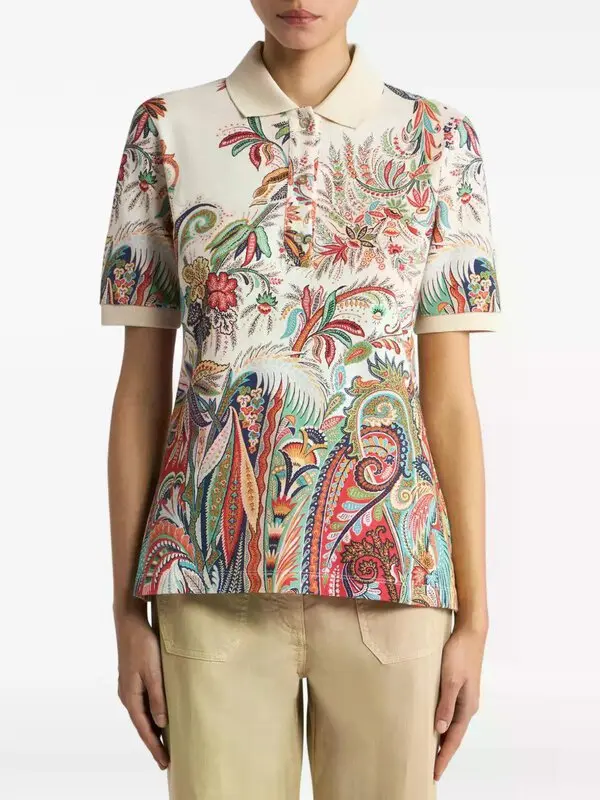 Etro Cotton Paisley Motif Polo Shirt