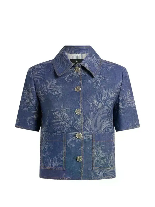 Etro Paisley Jacquard Denim Shirt - Blue
