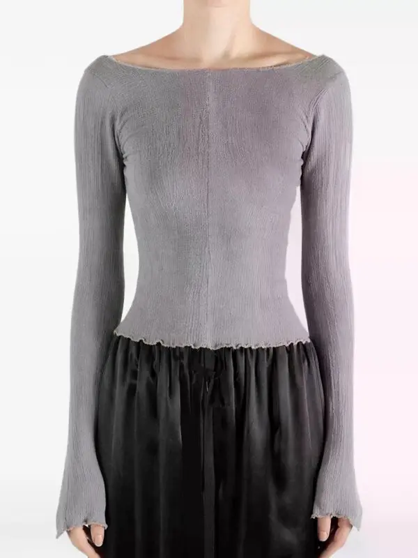 MARC LE BIHAN Dusty Crinkled Raw-edge Top - Grey