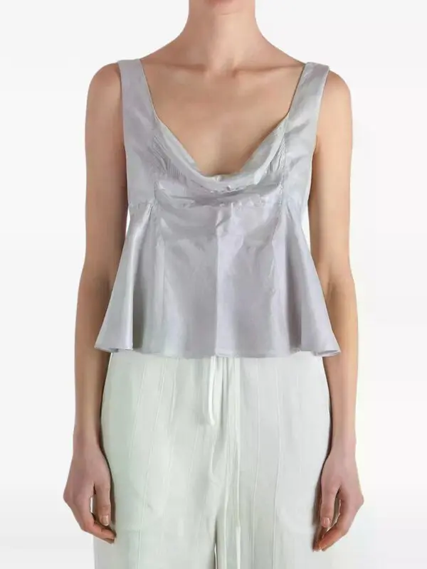 MARC LE BIHAN Cowl Neck Peplum Top - Grey
