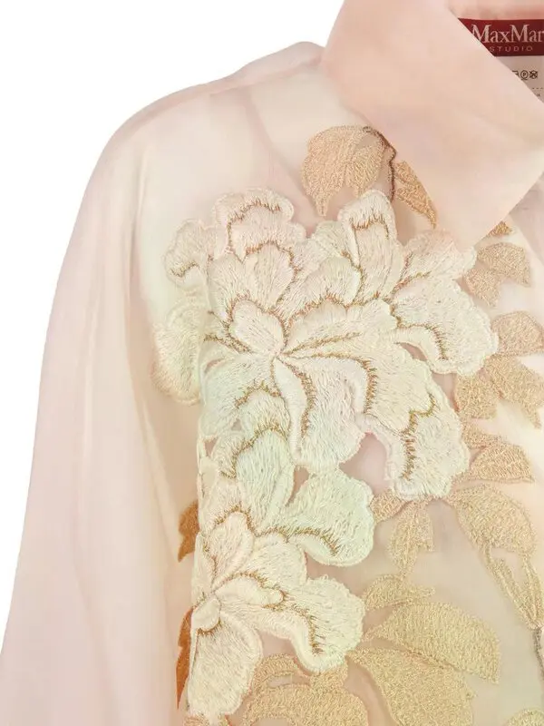 Max Mara Embroidered Sheer Blouse - Pink