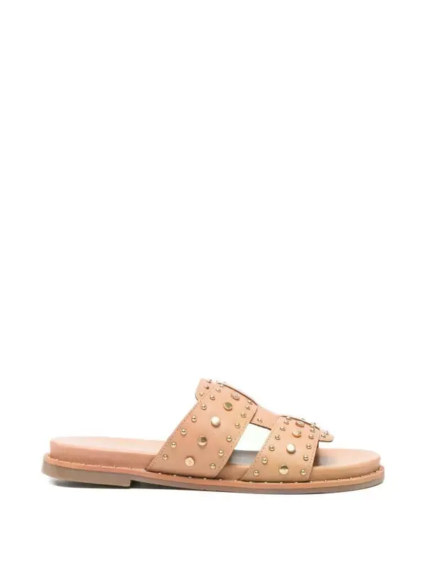 CARMELA Stud-embellished Leather Sandals - Neutrals