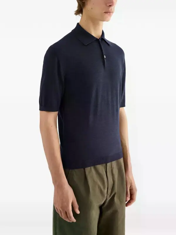 JIL SANDER Lightweight Wool Polo T-shirt - Blue