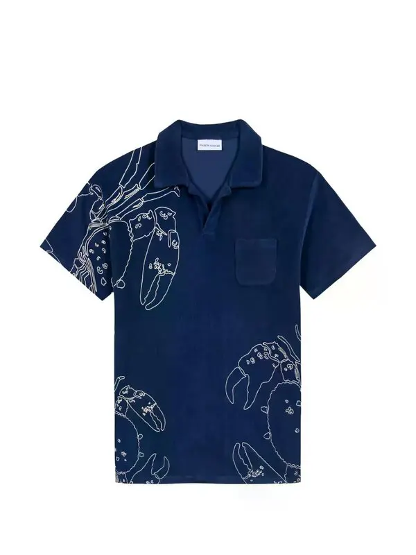Maison Labiche Lobster-print Cotton Polo Shirt - Blue