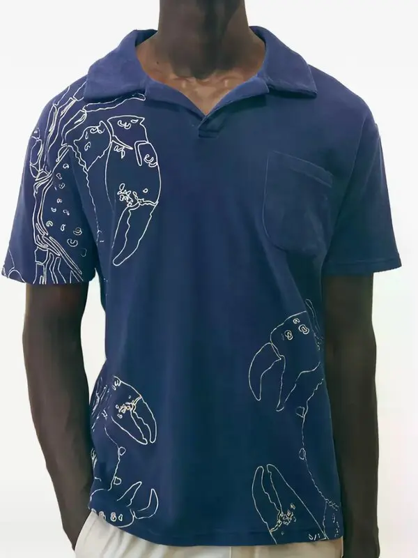 Maison Labiche Lobster-print Cotton Polo Shirt