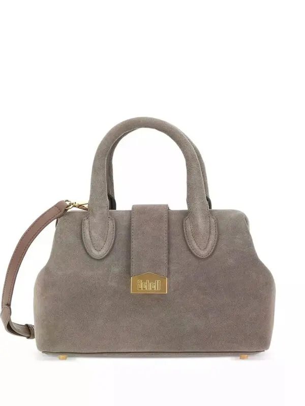 SCHELL Logo Plaque Suede-effect Tote Bag - Grey