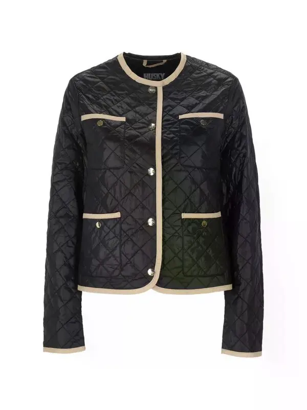 HUSKY Diamond-quilted Contrast-trim Jacket - Black