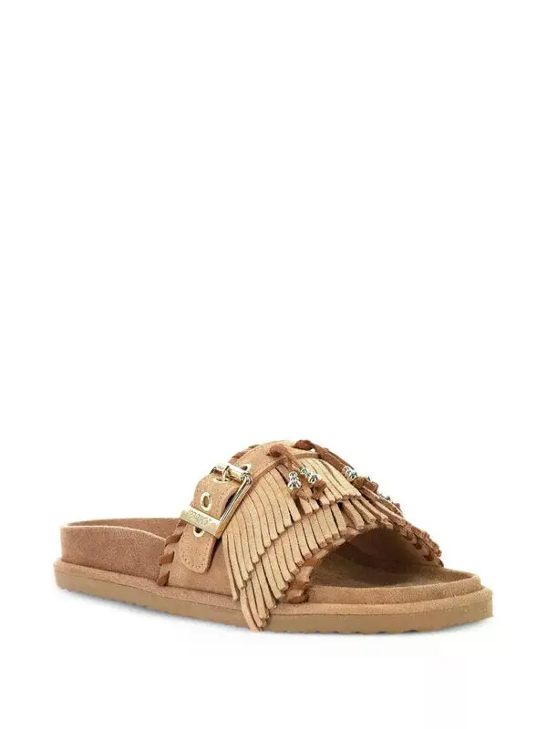COLORS OF CALIFORNIA Fringed Buckle-fastening Sandals - Brown