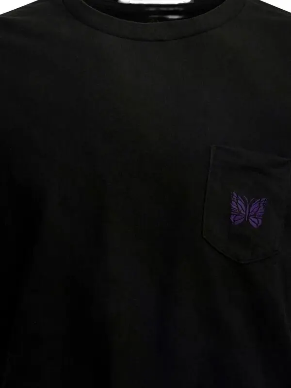 Needles Papillon-embroidered Pocket T-shirt - Black