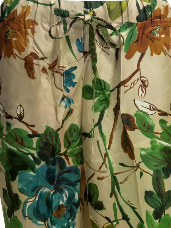 Samantha Sung Floral Print Silk Trousers