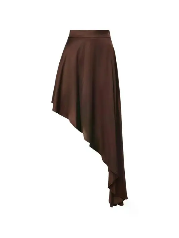 NINEMINUTES Asymmetric High-waisted Skirt - Brown