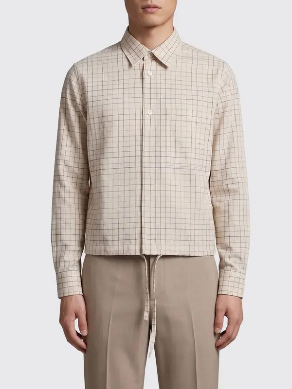 LARDINI Check Linen And Cotton Blend Shirt With Drawstring Hem