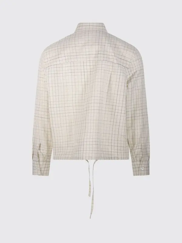 LARDINI Check Linen And Cotton Blend Shirt With Drawstring Hem