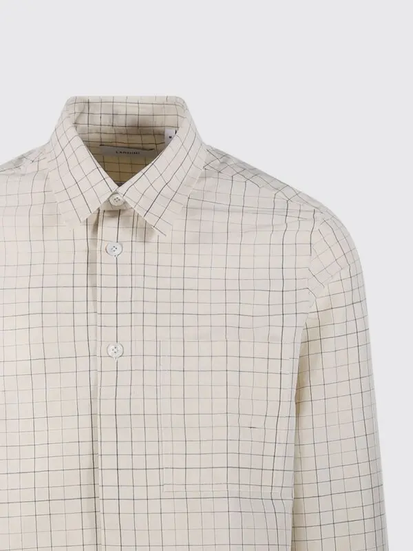 LARDINI Check Linen And Cotton Blend Shirt With Drawstring Hem