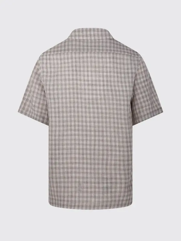 HEVO Check Linen-blend Bowling Shirt With A Cuban Collar And Patch Pocket