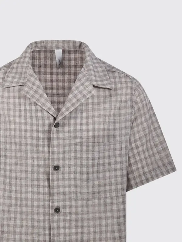 HEVO Check Linen-blend Bowling Shirt With A Cuban Collar And Patch Pocket
