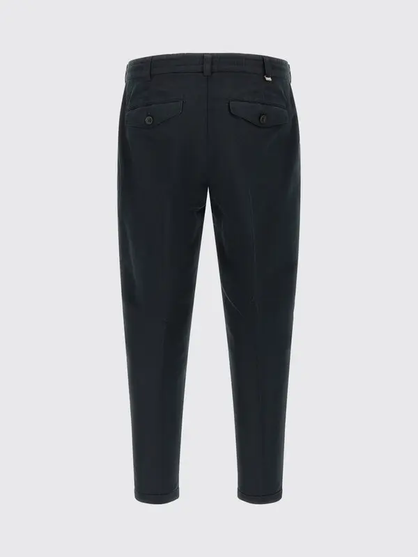 PT TORINO Slim Fit Chino Trousers In Linen And Cotton Blend With Belt Loops - Black