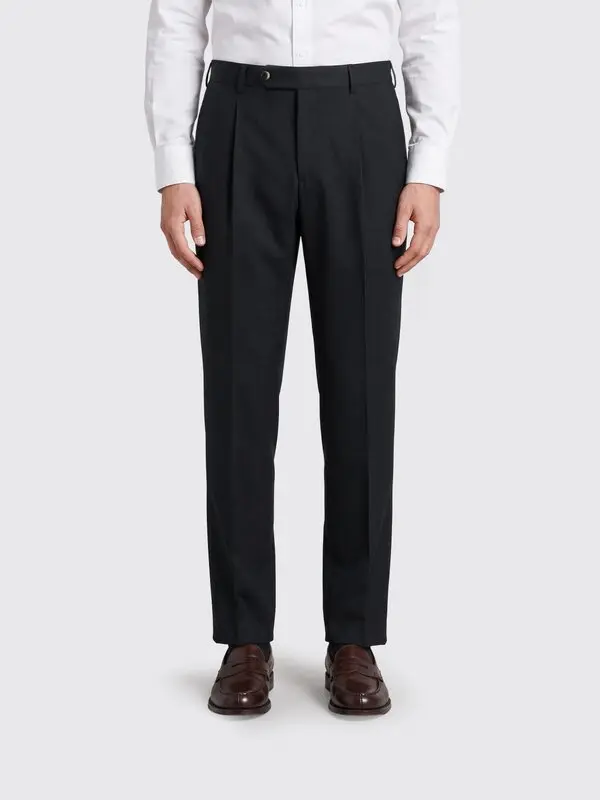PT TORINO Slim Fit Tailored Trousers In Pure Virgin Wool - Black