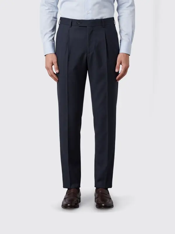 PT TORINO Slim Fit Tailored Trousers In Pure Virgin Wool - Blue