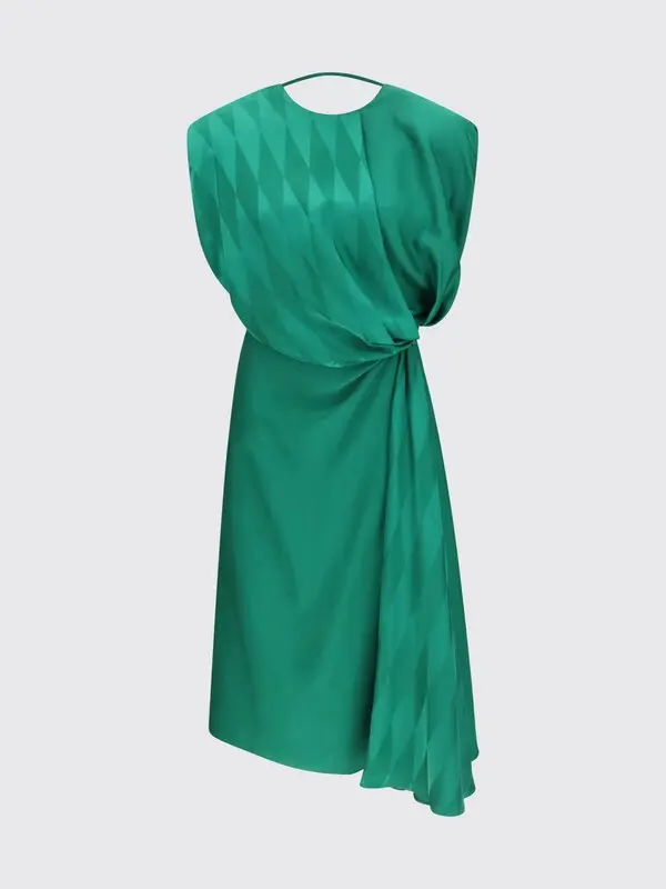 Versace Sleeveless Asymmetrical Midi Dress In Silk And Viscose Satin