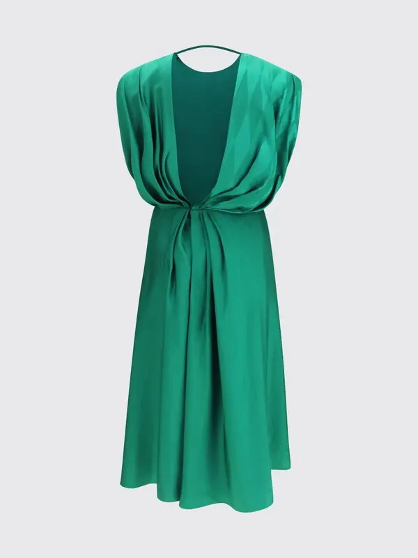 Versace Sleeveless Asymmetrical Midi Dress In Silk And Viscose Satin