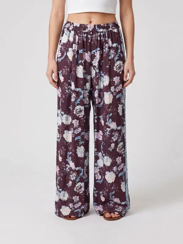 FORTE_FORTE Floral Print Viscose Palazzo Trousers - Brown