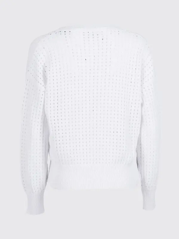 KANGRA Perforated Cotton V-neck Knit - White