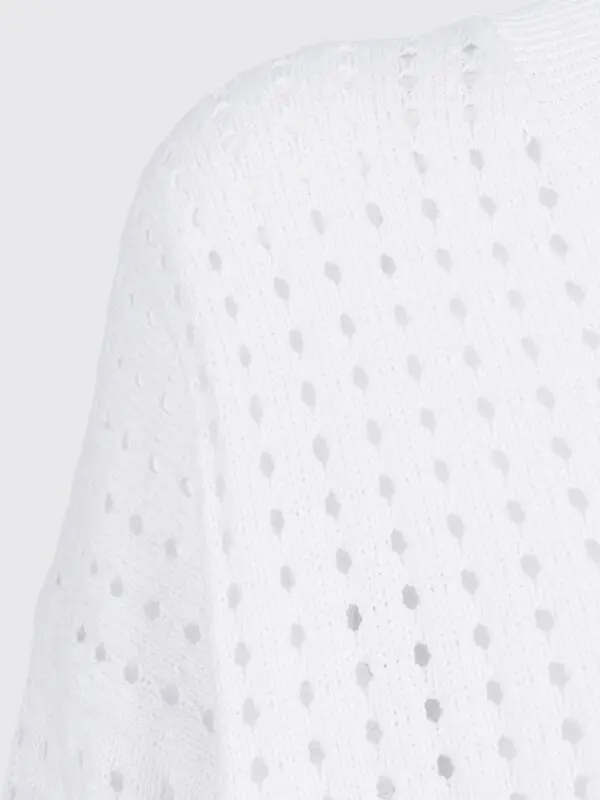 KANGRA Perforated Cotton V-neck Knit - White