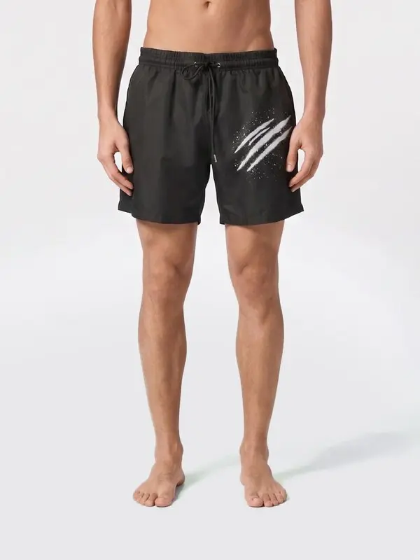 PLEIN SPORT Swim Trunks With Graphic Detail - White 1