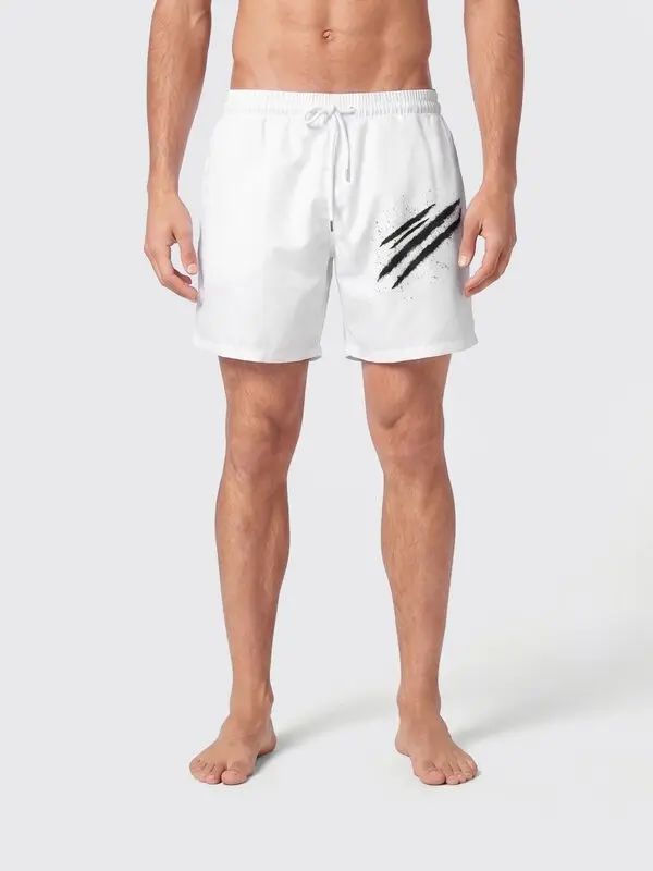 PLEIN SPORT Swim Trunks With Graphic Detail - White