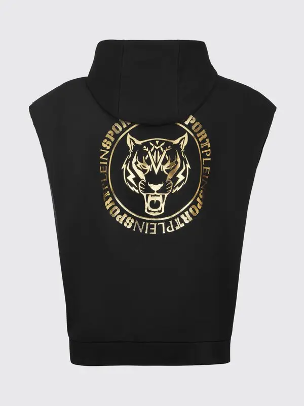 PLEIN SPORT Sleeveless Hooded Sweatshirt - Black