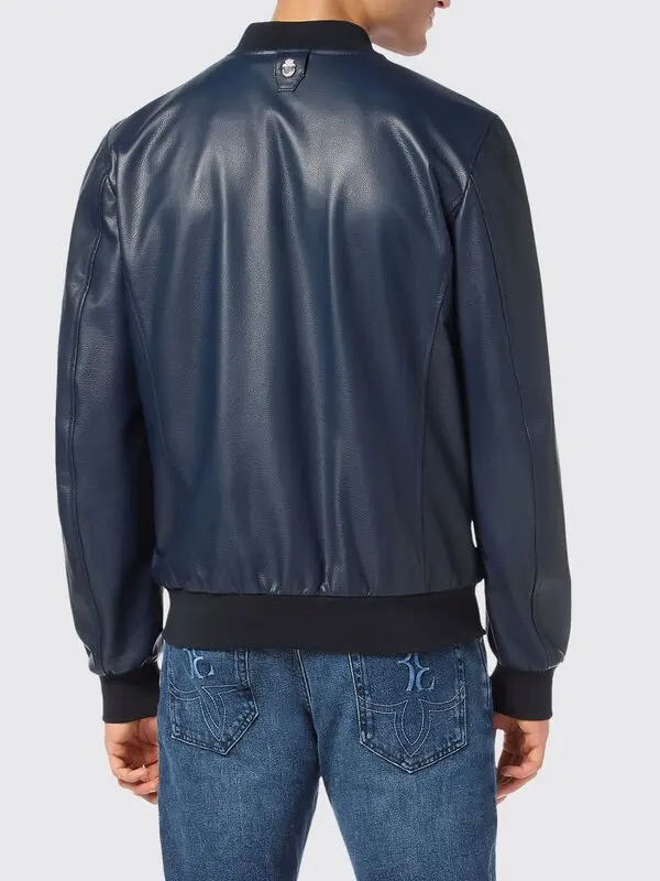 BILLIONAIRE Nappa Leather Bomber Jacket With Emblem