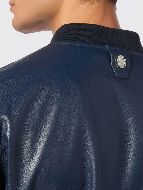 BILLIONAIRE Nappa Leather Bomber Jacket With Emblem