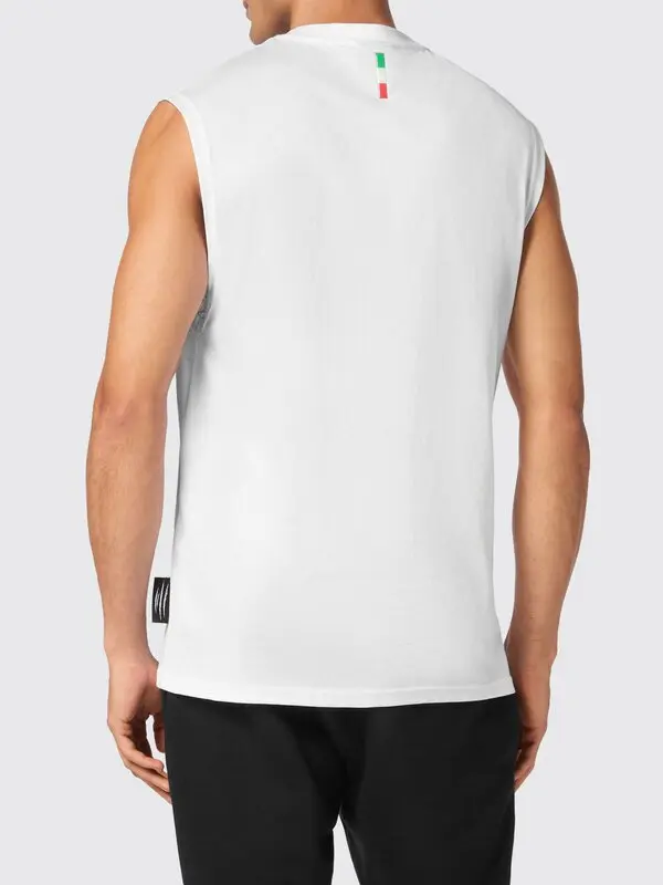 PLEIN SPORT Embellished Cotton Tank Top - White