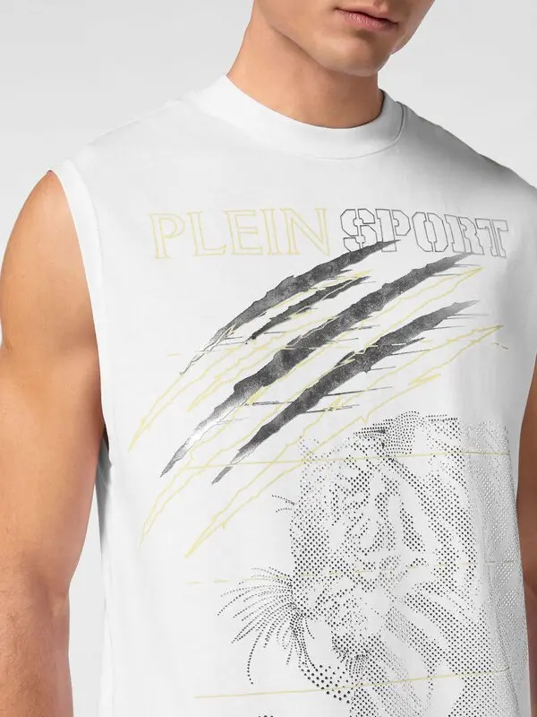 PLEIN SPORT Embellished Cotton Tank Top - White