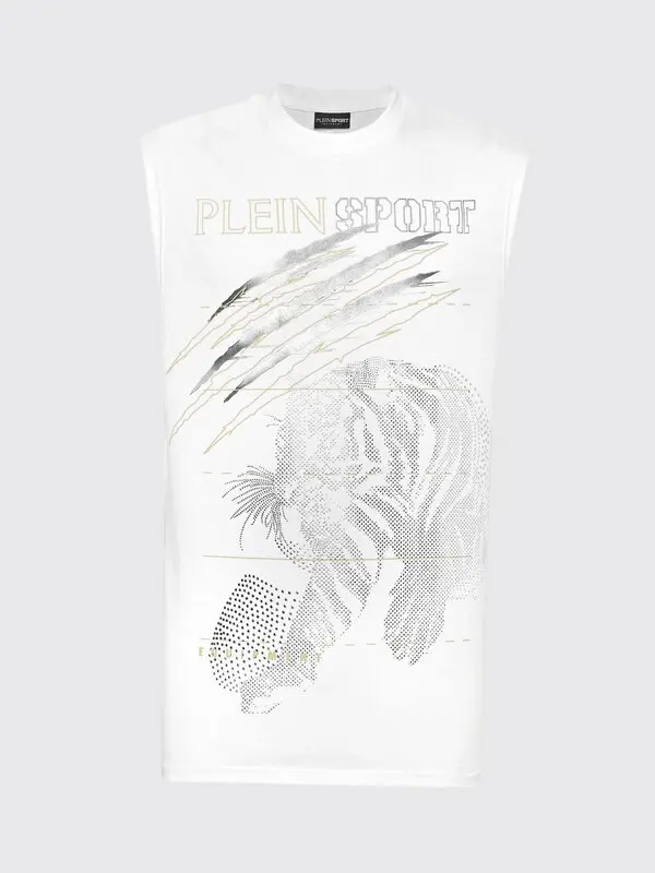 PLEIN SPORT Embellished Cotton Tank Top - White