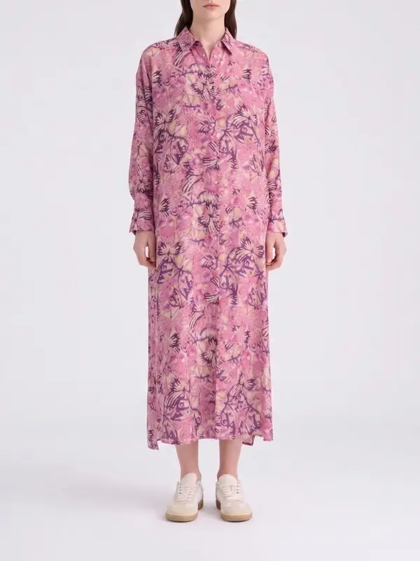 Momoni Printed Silk Midi Dress - Violet